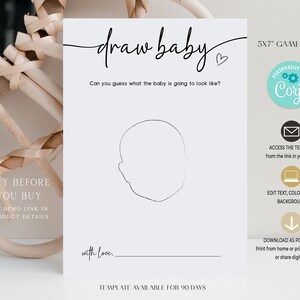 Draw the Baby Shower Game Printable, Guessing Game Editable, Modern ...