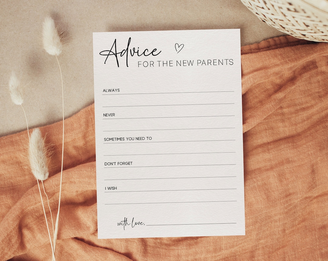 Advice for New Parents Cards Baby Shower Editable, Neutral Minimalist ...