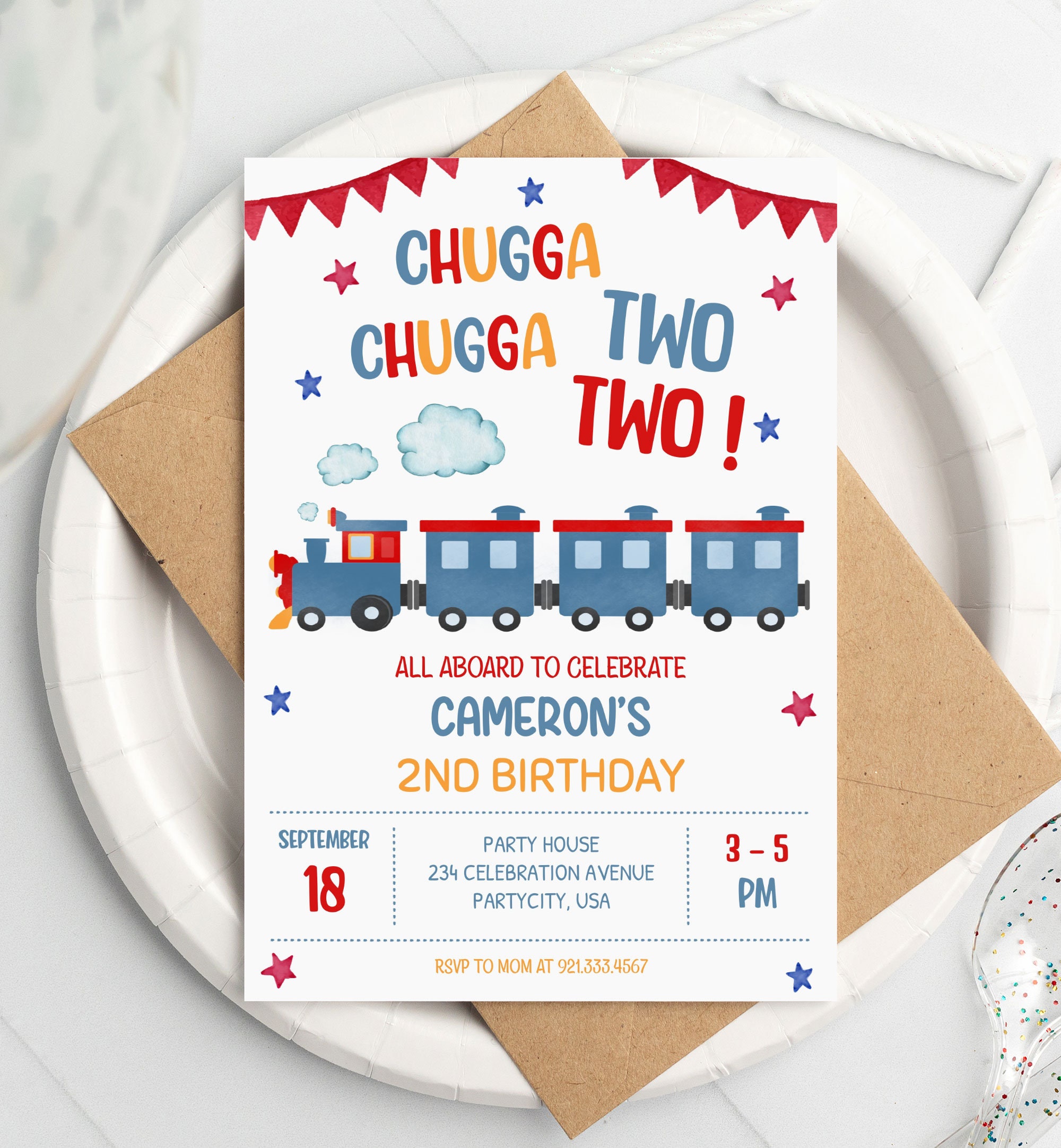 Two Two Train Invites - Etsy