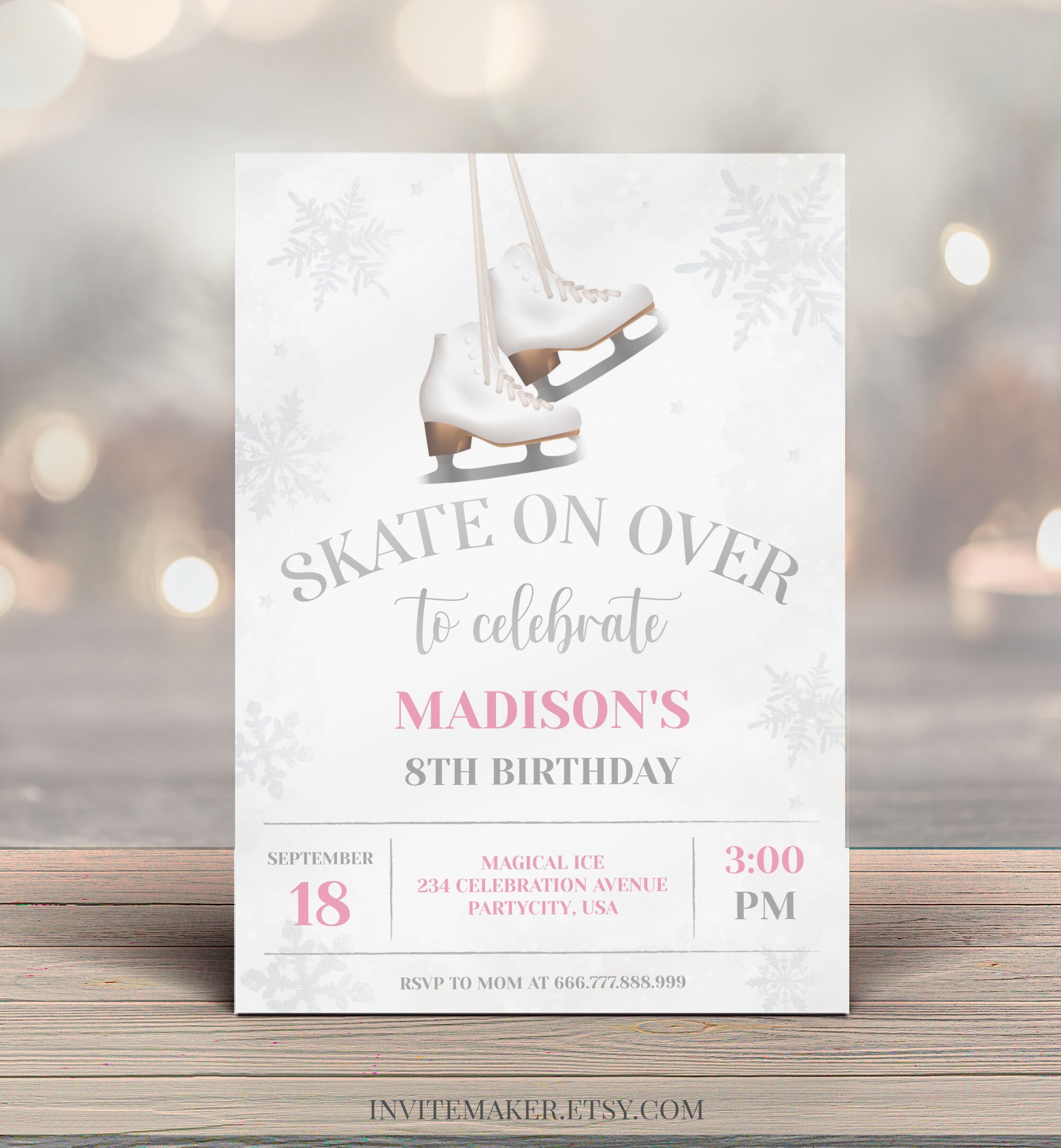 Iceskating Birthday Invitation - Etsy