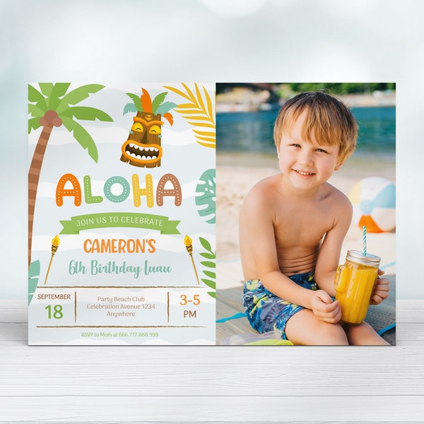 Luau Invitation With Photo - Etsy