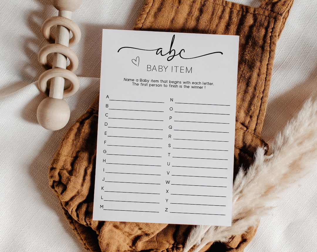 Baby ABC Game Baby Shower Printable, A-Z Baby Item Game Editable ...