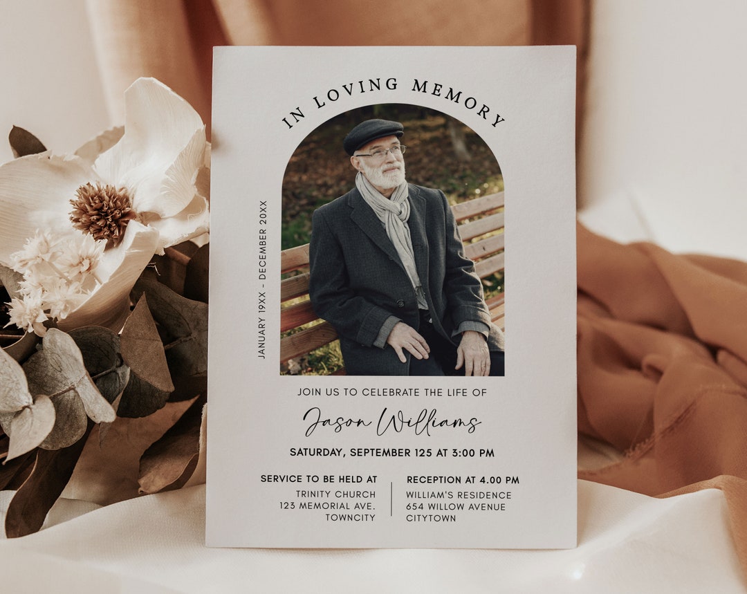 In Loving Memory Funeral Invitation Editable Announcement Digital ...