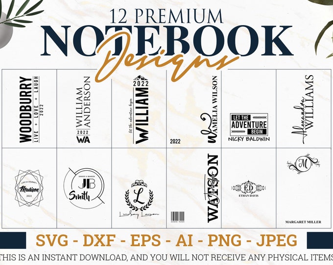 Customized Notebook Svg, Journal Png, Notebook Cover, Planner Svg ...