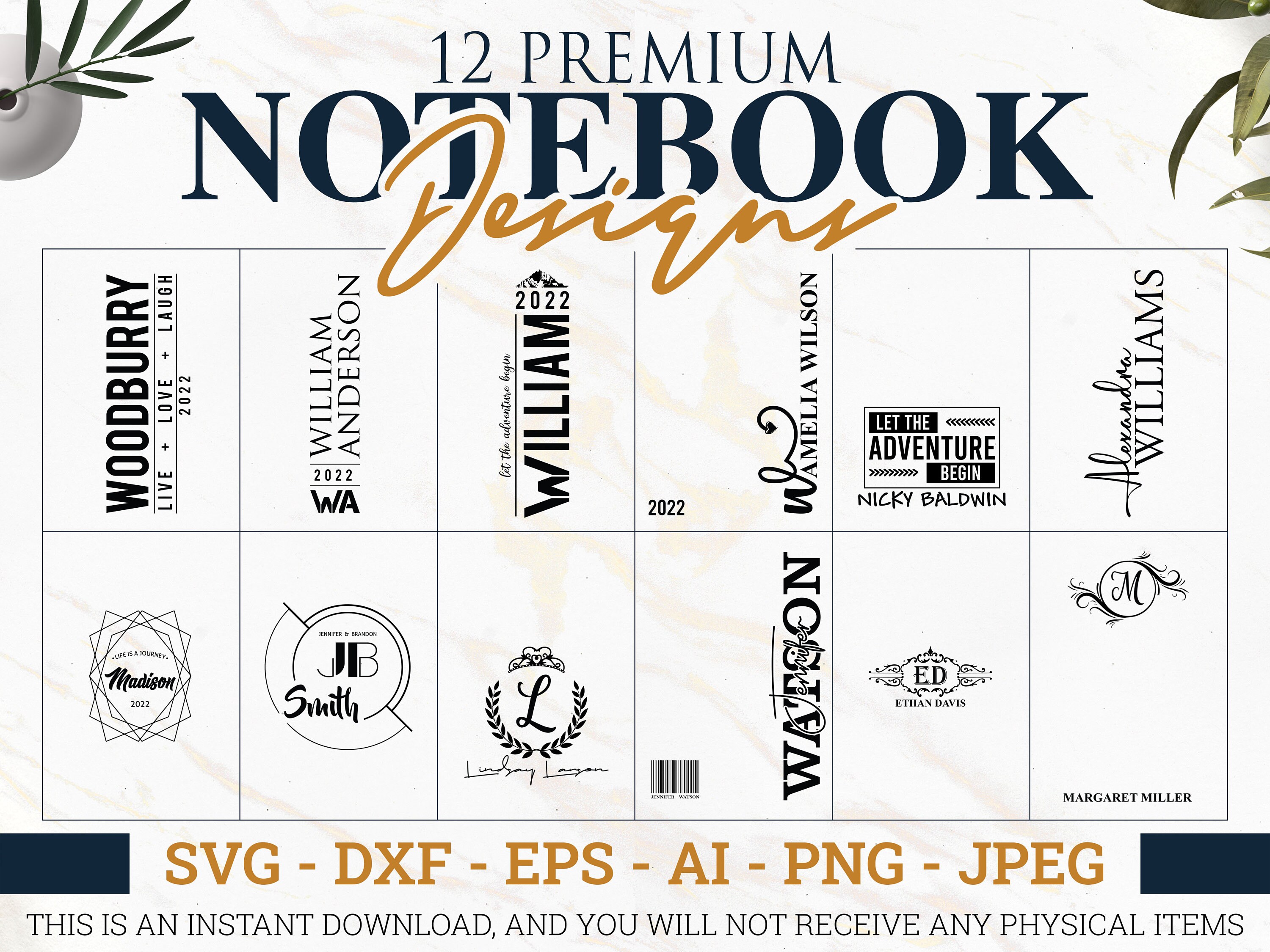 Customized Notebook Svg, Journal Png, Notebook Cover, Planner Svg ...