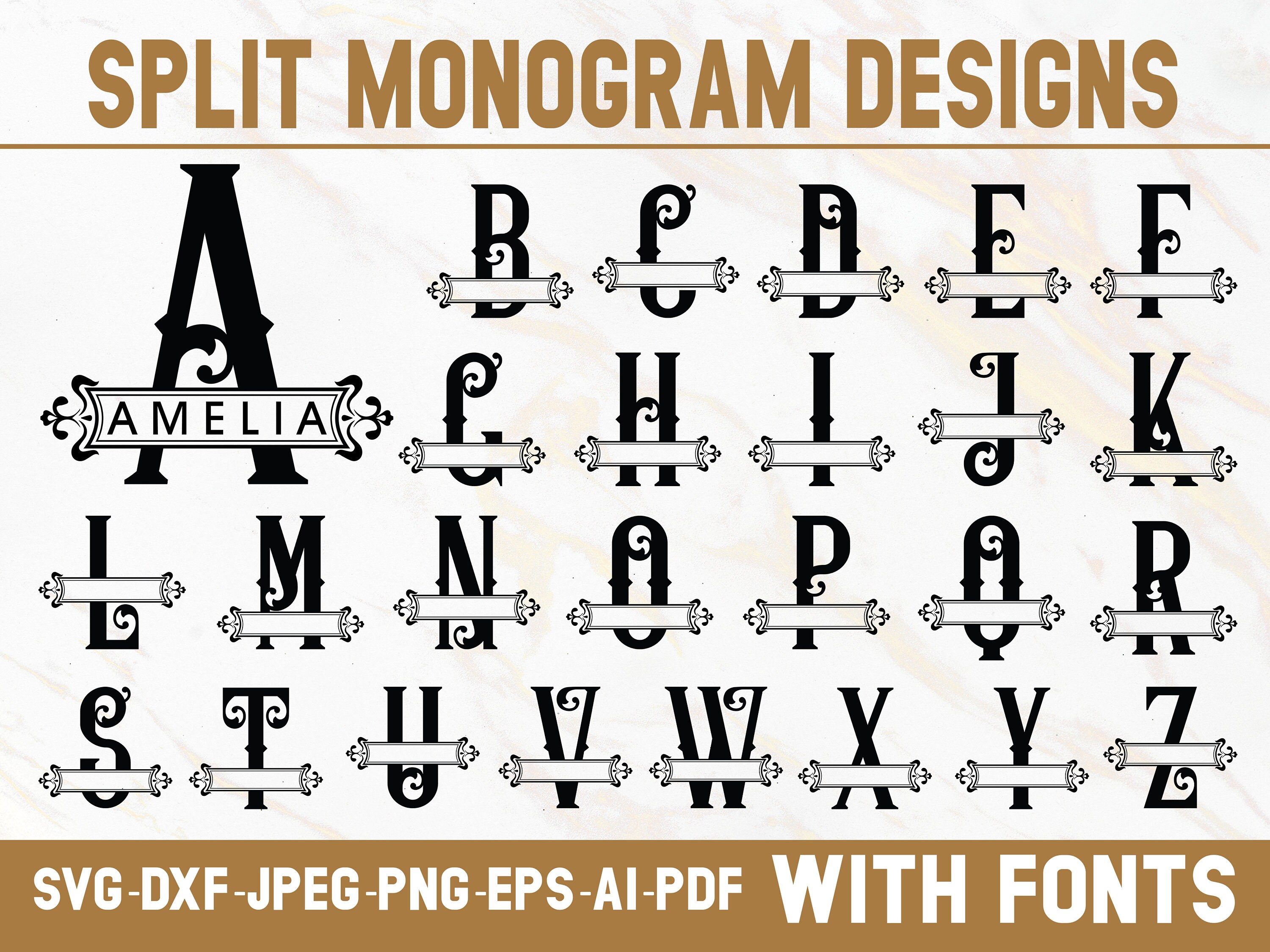 Split Monogram A-to-z Svg, I Laurel Wreath I Cutting Board Svg I ...