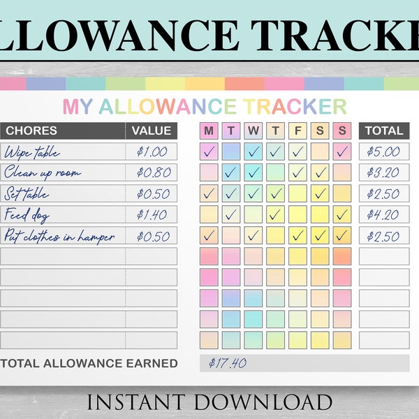 Allowance Chart - Etsy