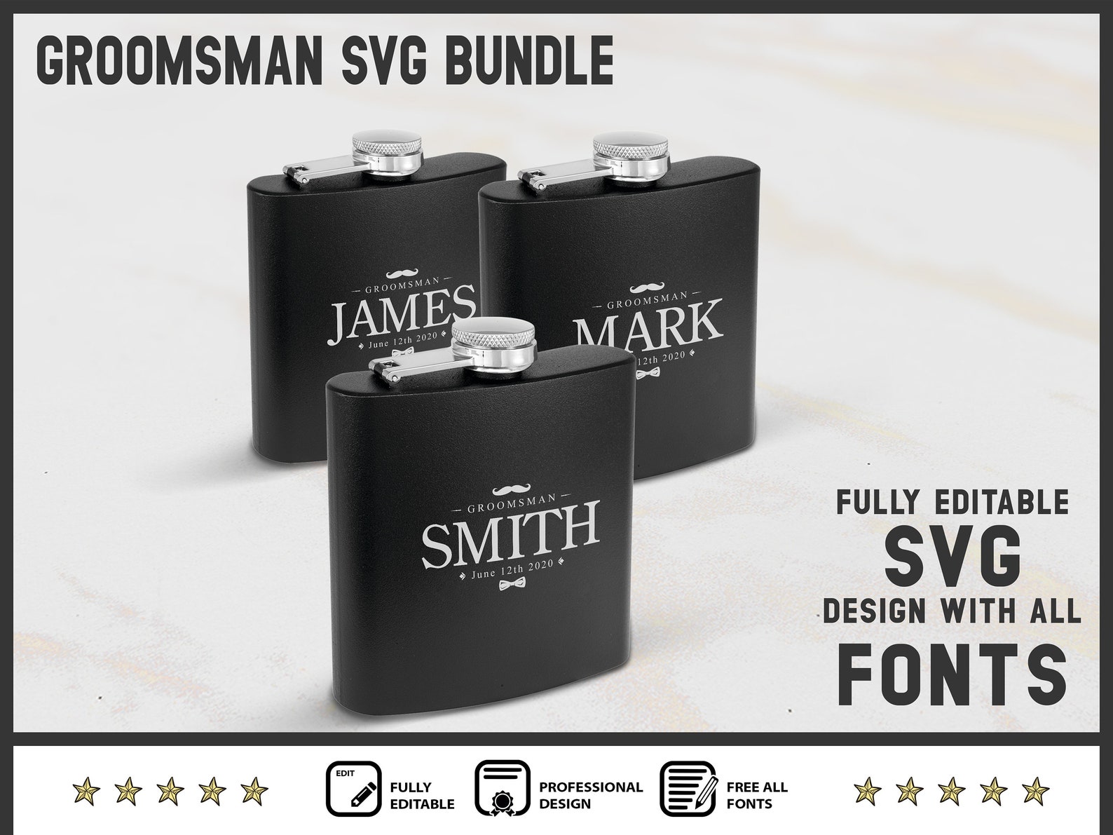 Personalized Wedding SVG, Groomsman, Bundle Customized Premium Design ...