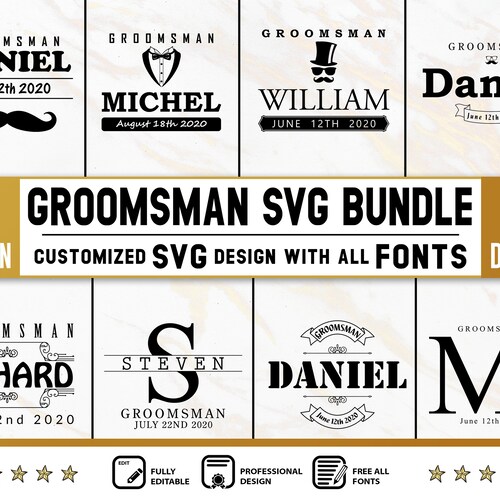 Personalized Wedding SVG Groomsman Bundle Customized Premium - Etsy