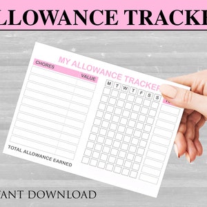 Allowance Tracker for Kids, Allowance Chart for Childs, Allowance Chore ...