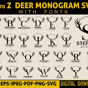 Deer Monogram SVG I Deer Silhouette I Deer Antlers I Best Man I ...