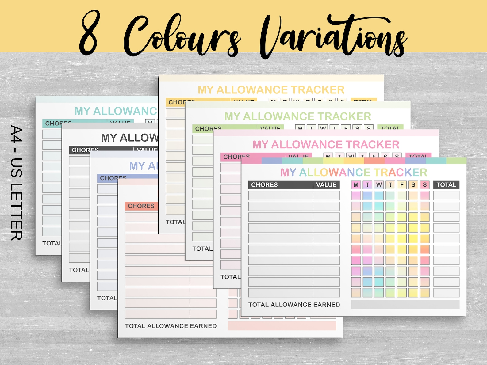 Allowance Tracker for Kids, Allowance Chart for Childs, Allowance Chore ...