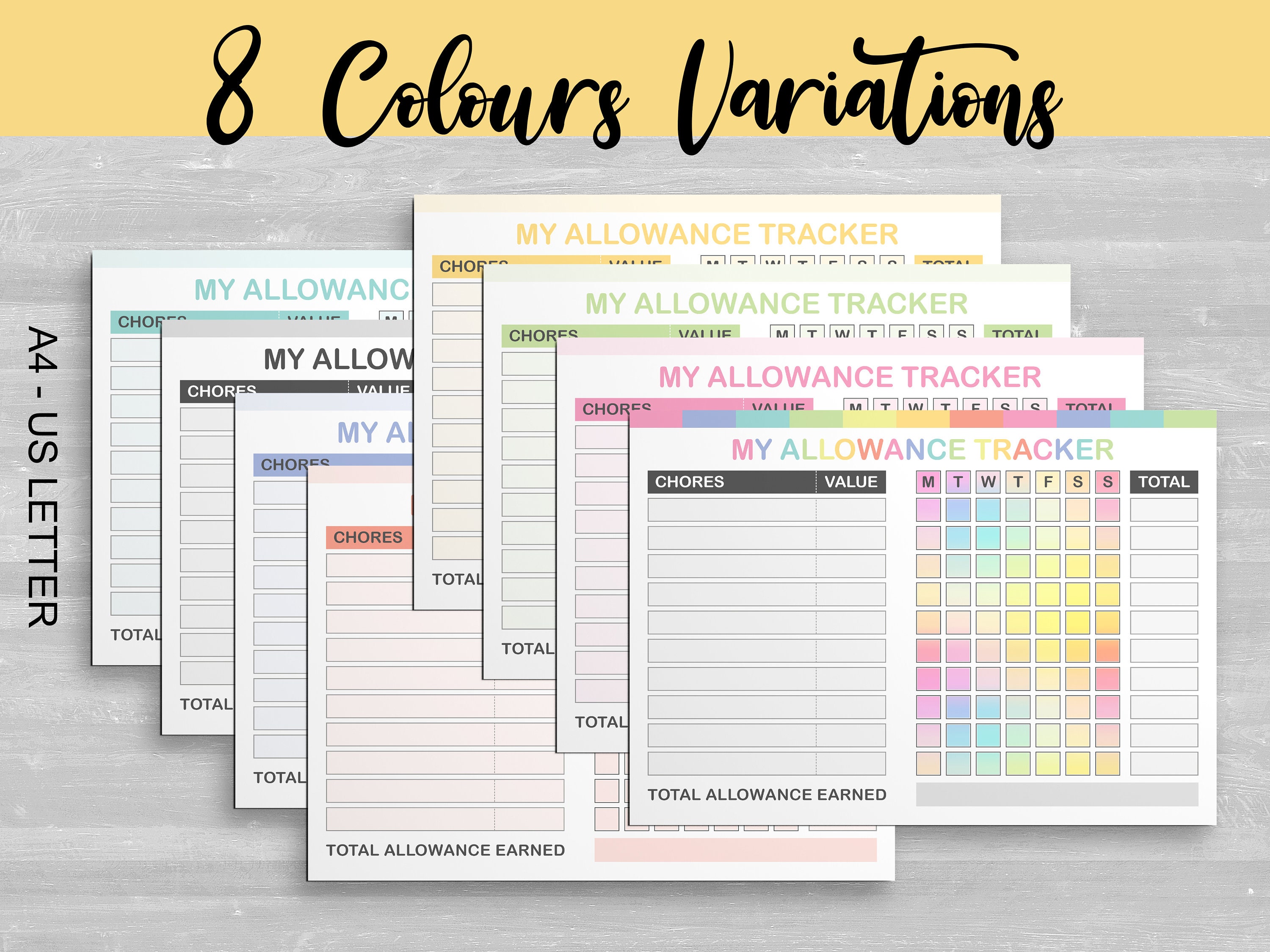 Allowance Tracker for Kids, Allowance Chart for Childs, Allowance Chore ...