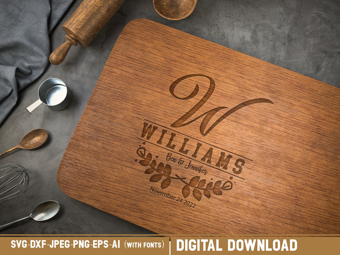 Split Monogram SVG I Laurel Wreath I Flower Logo I Cutting Board Svg I ...