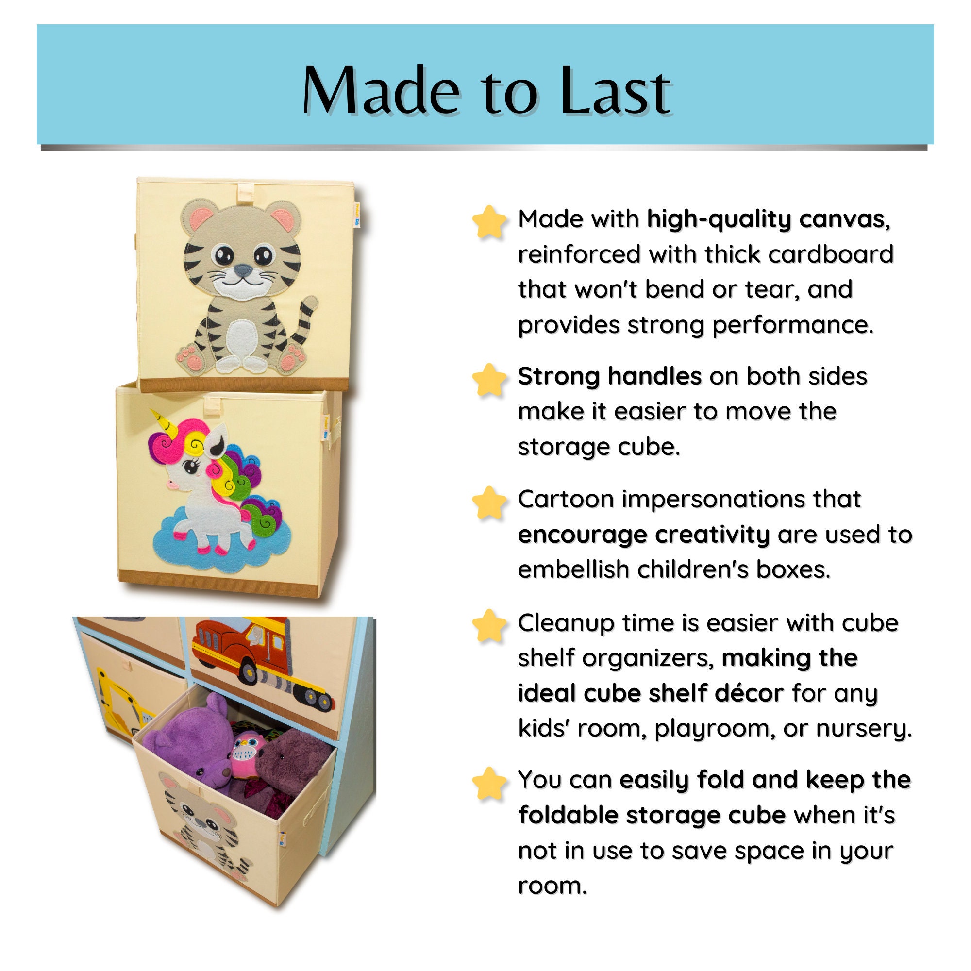 Product 4 Kids Collapsible Toy Storage Bin, Fabric Toy Box/chest ...