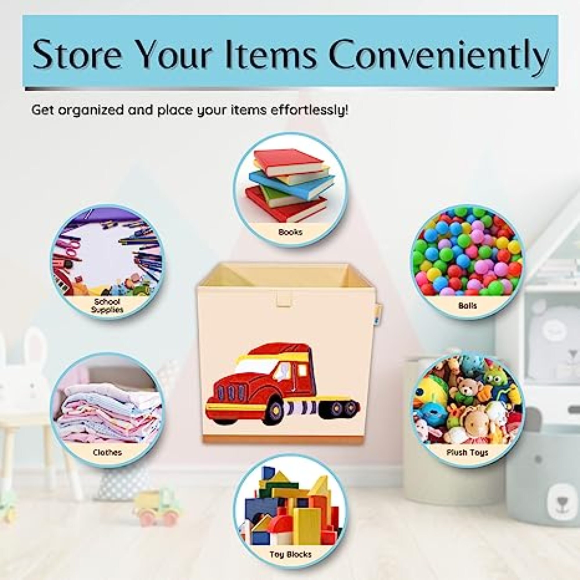 Product 4 Kids Collapsible Toy Storage Bin, Fabric Toy Box/chest ...