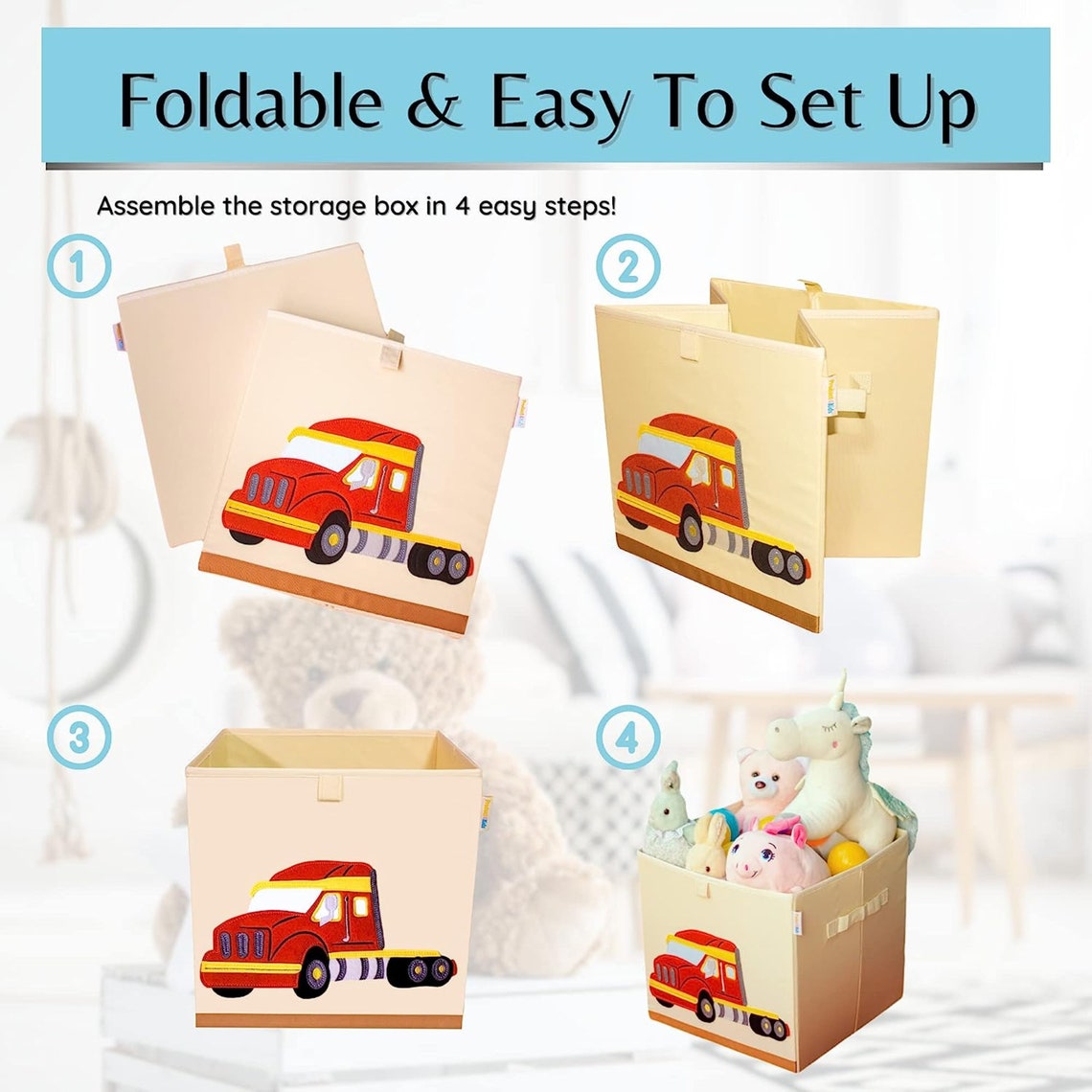 Product 4 Kids Collapsible Toy Storage Bin, Fabric Toy Box/chest ...