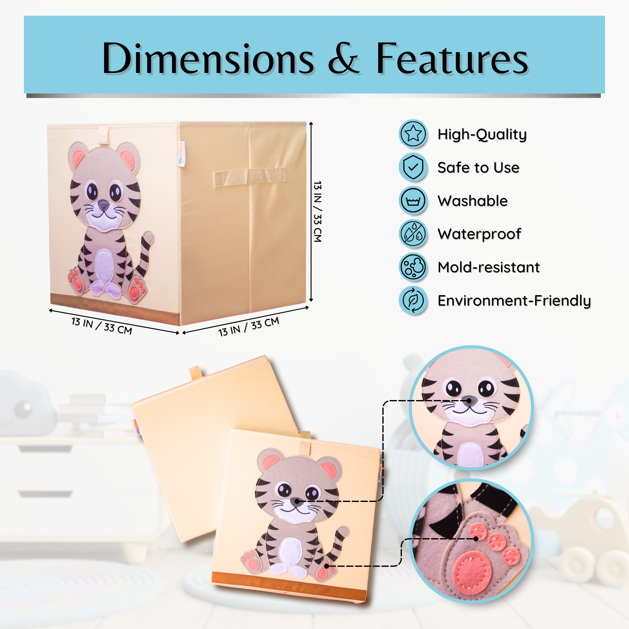 Product 4 Kids Collapsible Toy Storage Bin, Fabric Toy Box/chest ...