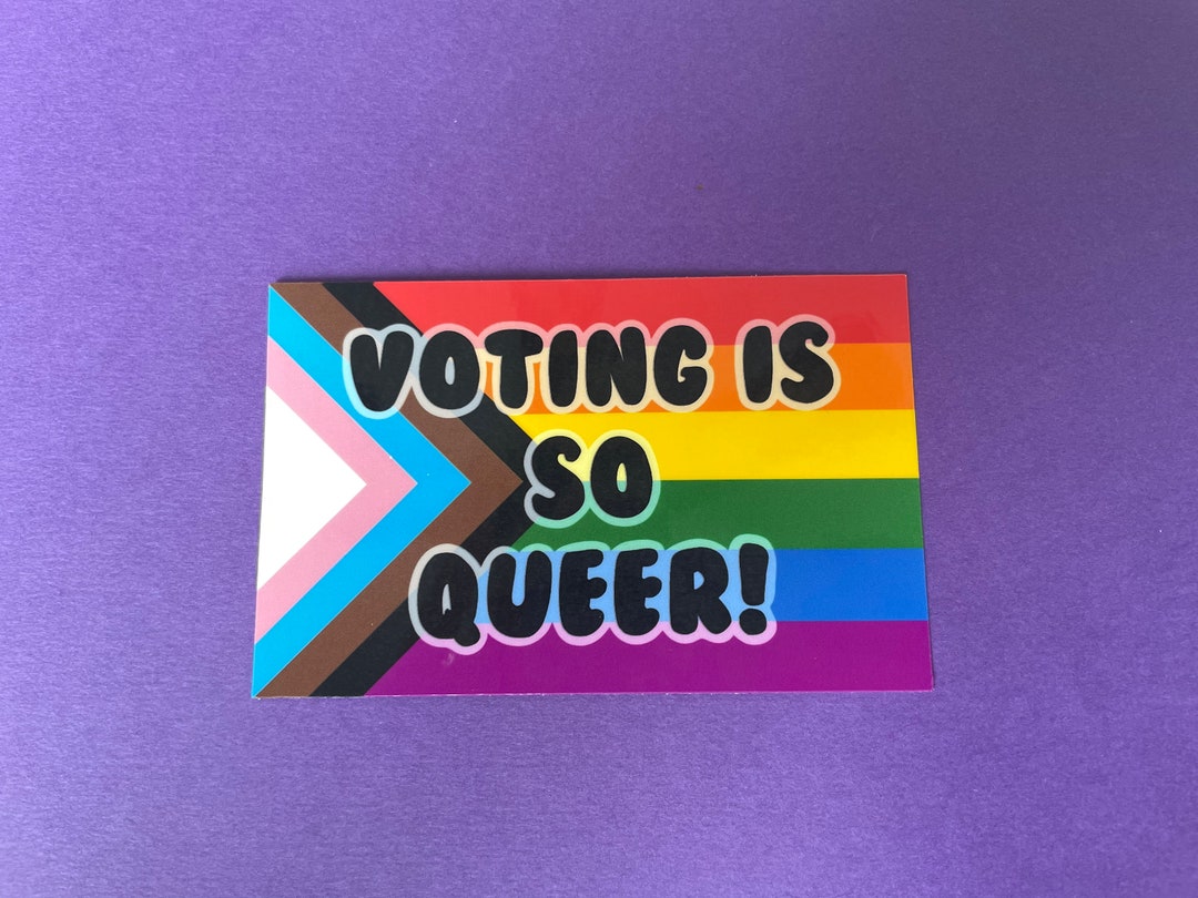 Voting is so Queer Pride Flag Sticker - Etsy