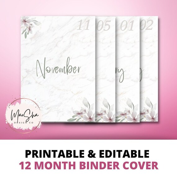 Printable & Editable 12 Month Binder Cover | Etsy