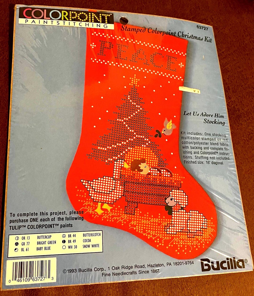 Bucilla Colorpoint Paint & Stitching Cross Stitch Christmas Stocking ...