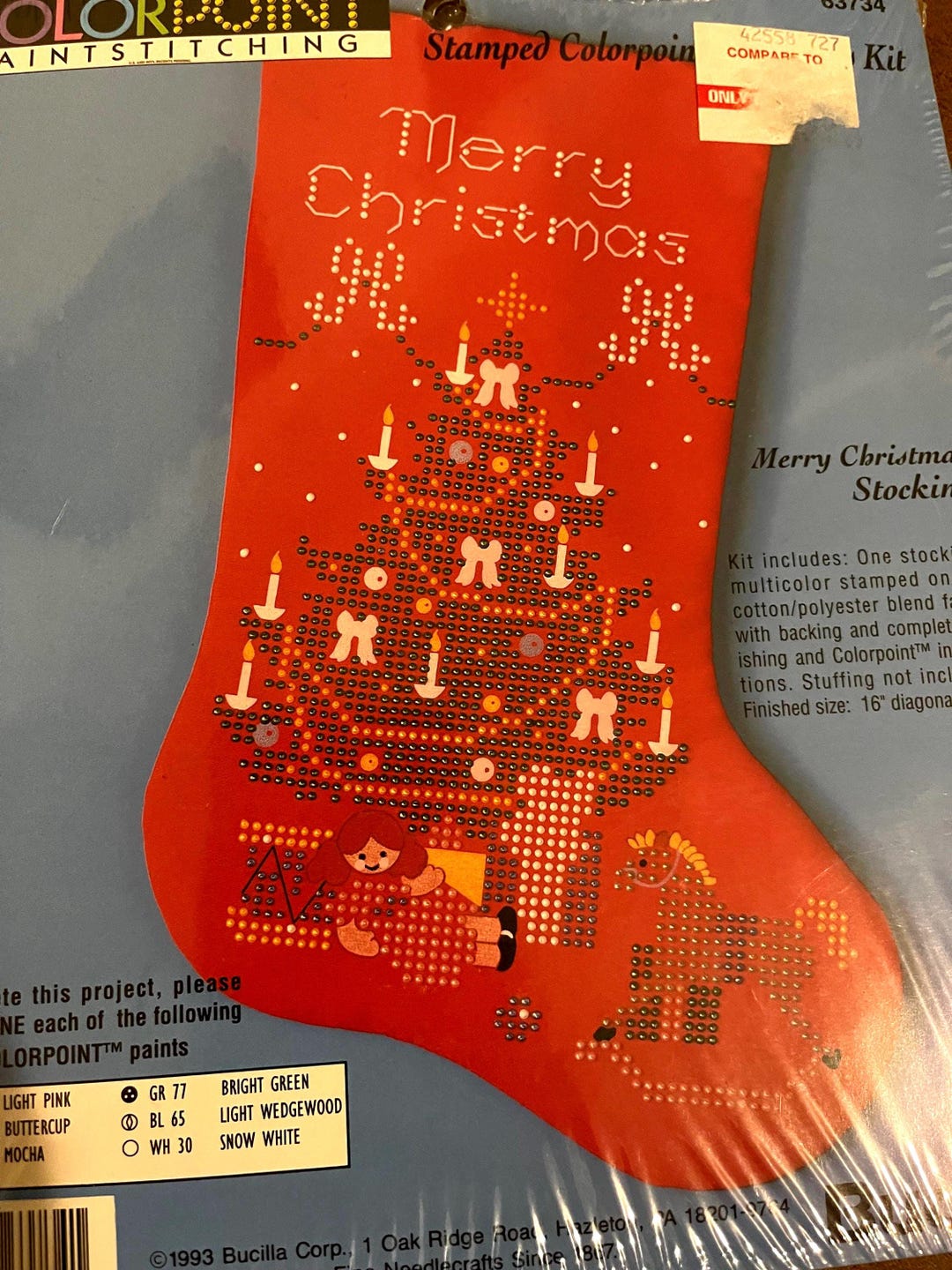 Bucilla Colorpoint Paint & Stitching Cross Stitch Christmas Stocking ...