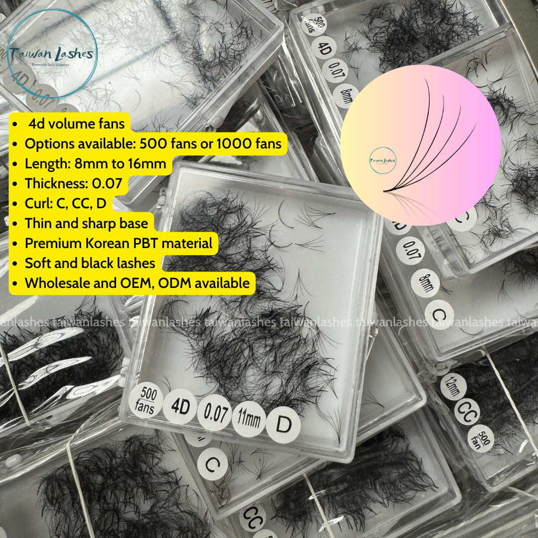 4D premade fans lash extensions 500 fans 1000 fans mix length available