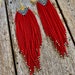 Extra Long Red Beaded Fringe Earrings Seed Bead Earrings - Etsy