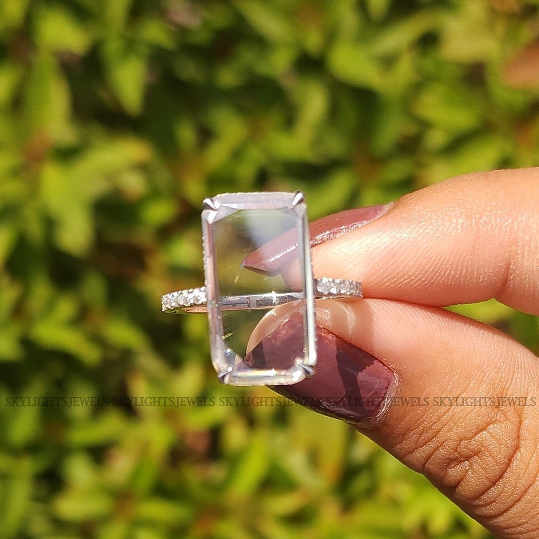 Emerald Portrait Cut Eco Friendly Diamond Solitaire Ring, 5.25CT ...