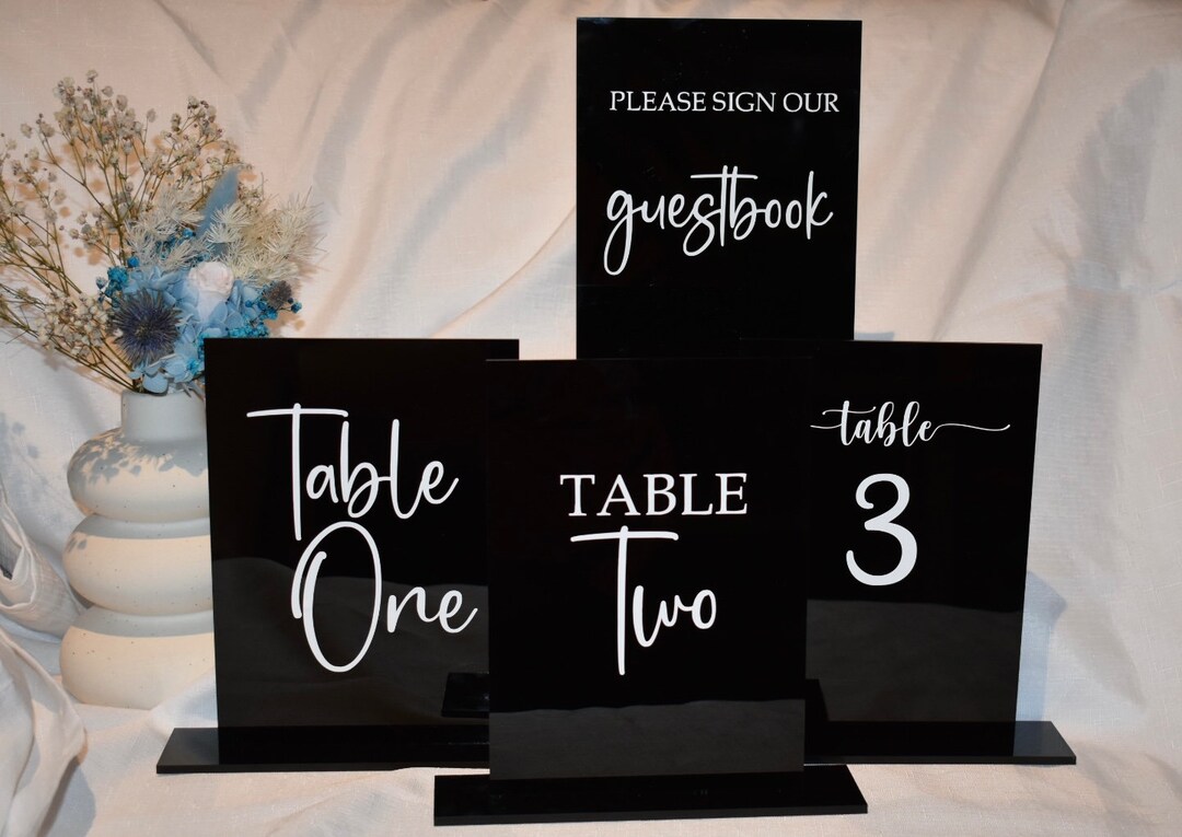 Table Numbers Wedding Table Numbers Table Sign Table Stand Acrylic Sign ...