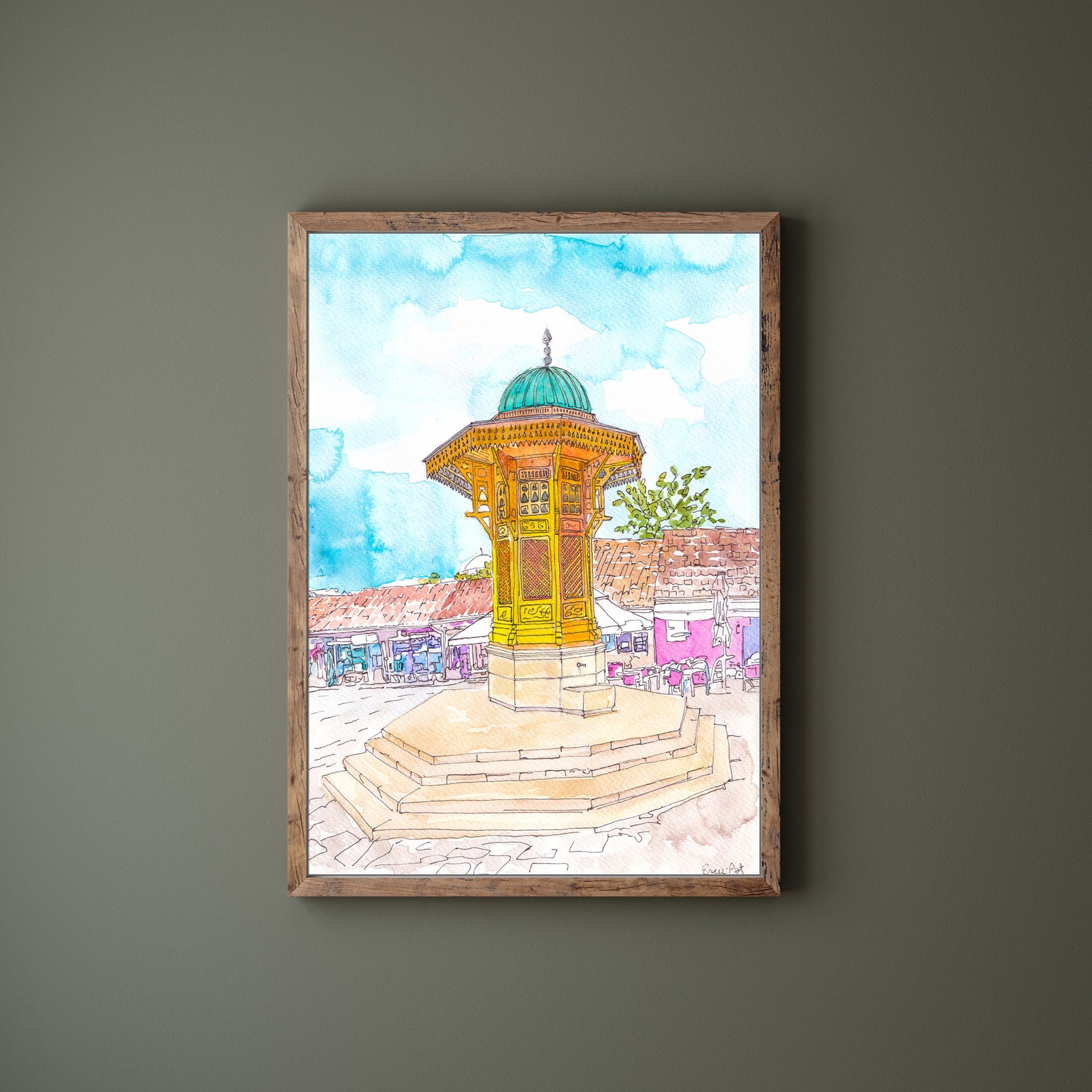 Sebilj Sarajevo Printable Bosnia and Herzegovina Aquarell - Etsy