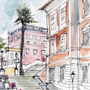 Rome Spanish Steps Printable | Watercolor Painting | Historical ...