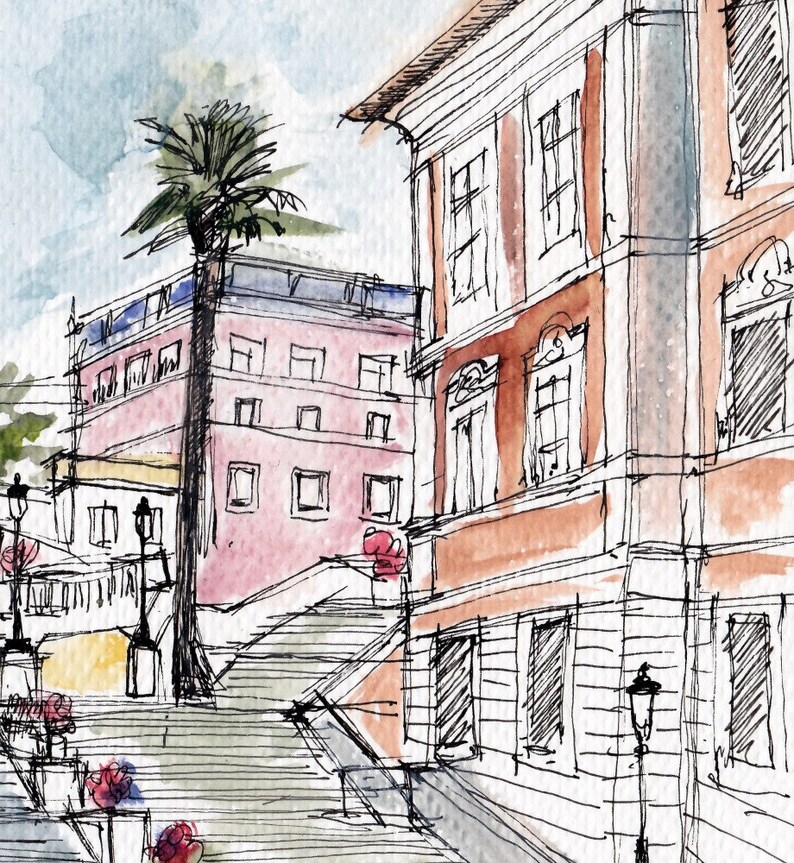 Rome Spanish Steps Printable | Watercolor Painting | Historical ...