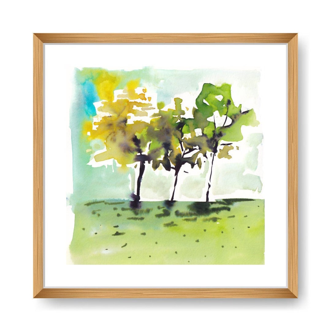 Trees in Spring Watercolor Painting | Kids Room Illustration | Wall ...