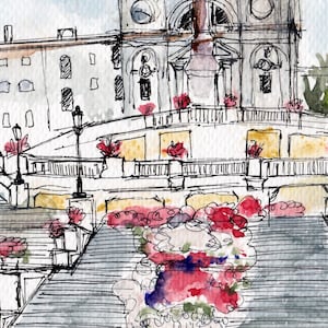 Rome Spanish Steps Printable | Watercolor Painting | Historical ...