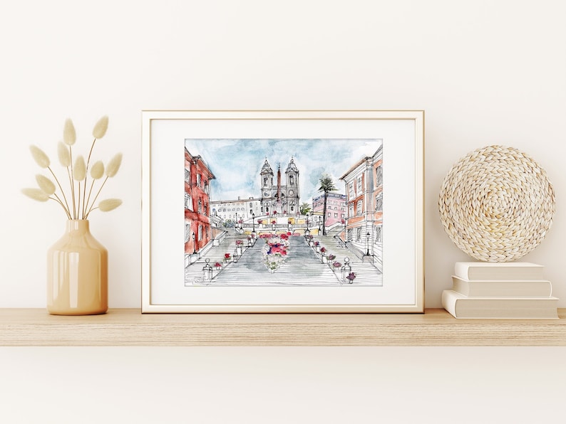 Rome Spanish Steps Printable | Watercolor Painting | Historical ...