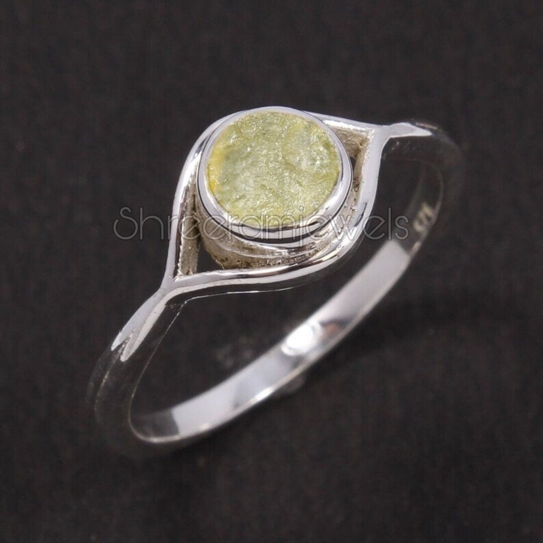 Libyan Desert Glass Ring: Handmade Sterling Silver Statement Ring - Etsy