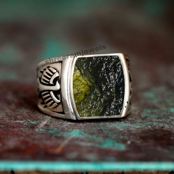 Moldavite Ring Men - Etsy