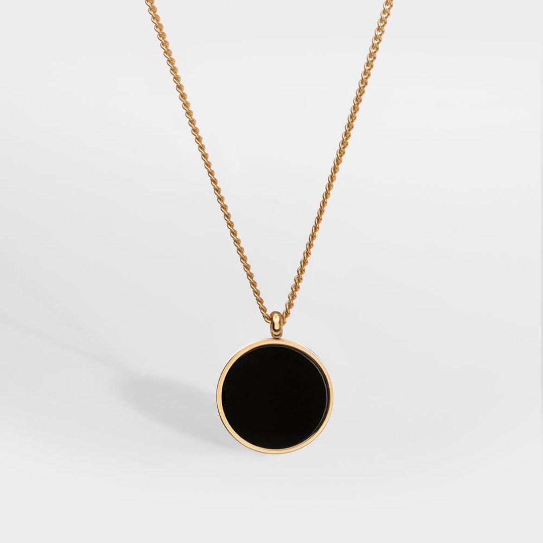 Black Obsidian Circle Pendant Necklace: 14k Gold Filled Chain - Etsy