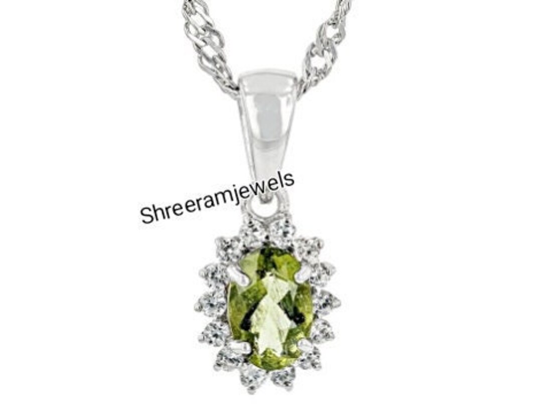 Natural Cut Moldavite Gemstone Pendant in Sterling Silver Anniversary ...