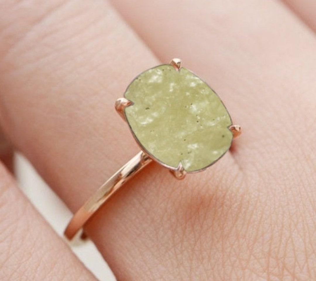 Authentic Libyan Desert Glass Gemstone Ring in Sterling Silver | Silver ...
