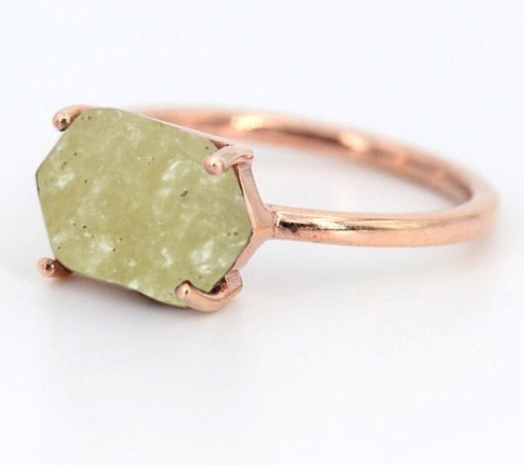 Authentic Libyan Desert Glass Gemstone Ring in Sterling Silver ...