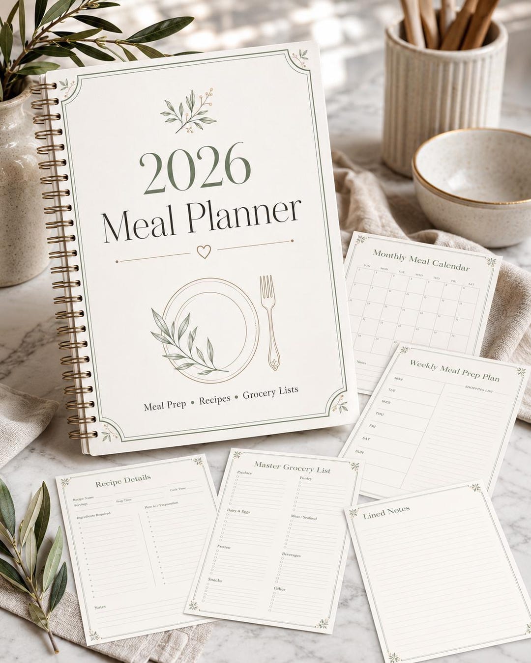 2026 Meal Planner Bundle, Editable Canva Template, Weekly & Monthly ...