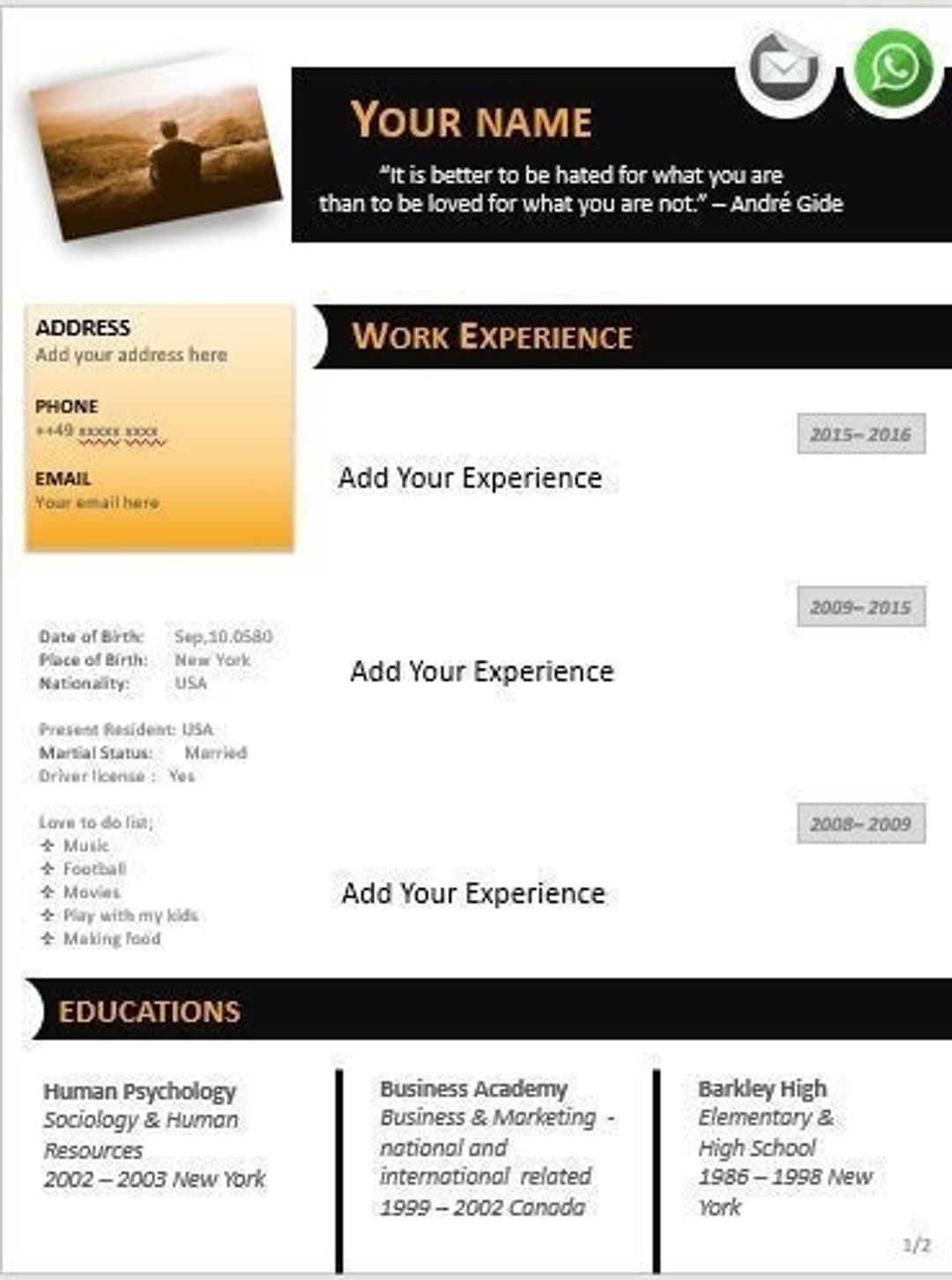 CV Template, Resume, Digital Print, Editable CV Resume, CV Resume ...