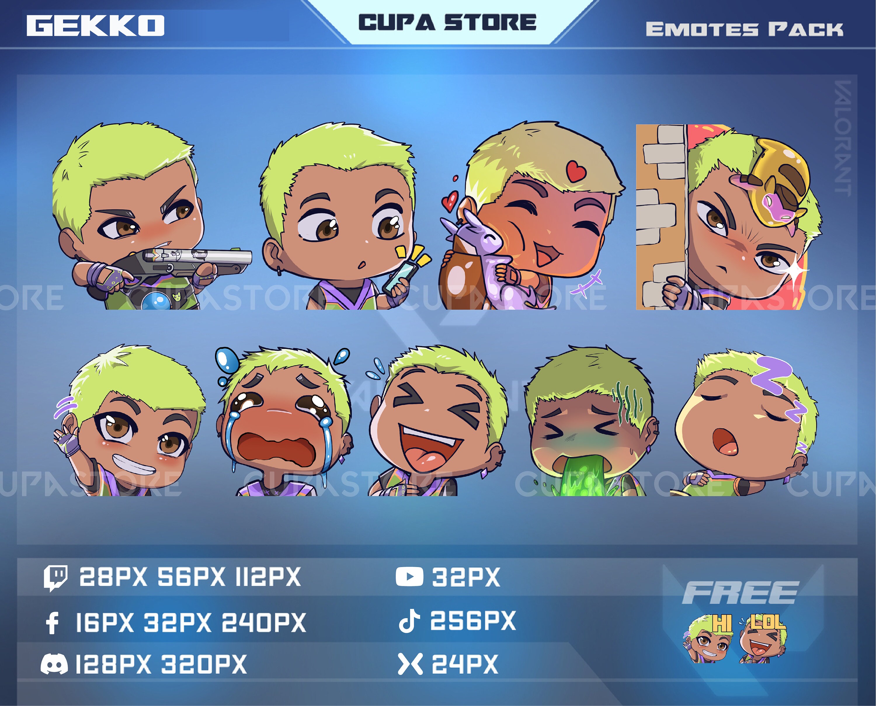 Gekko Valorant Emotes, Gekko Emotes // Twitch Emotes, Discord Emotes ...