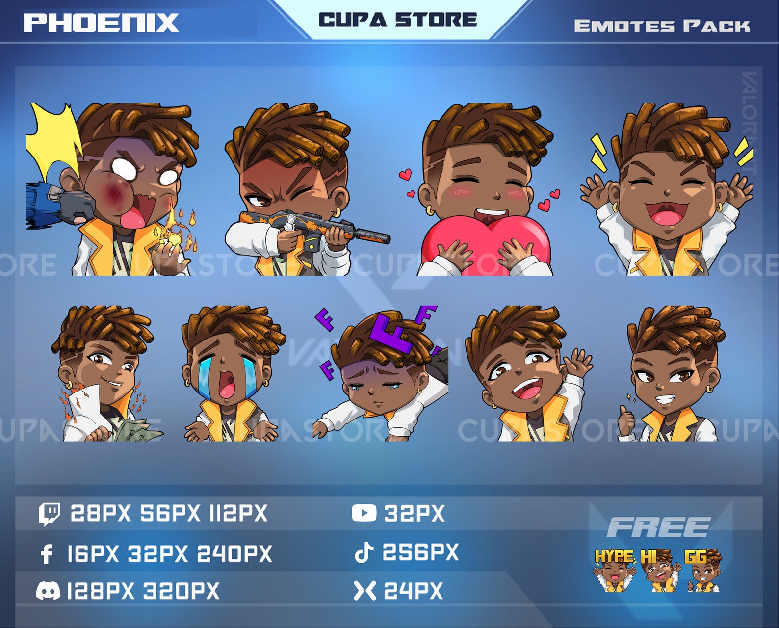 Phoenix Valorant Emotes, Phoenix Emotes // Twitch Emotes, Discord ...