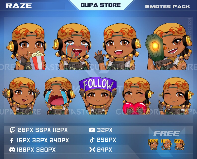 Raze Valorant Emotes, Raze Emotes // Twitch Emotes, Discord Emotes ...