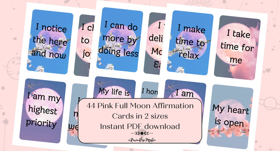 44 Printable Pink Full Moon Affirmation Cards PDF Download - Etsy