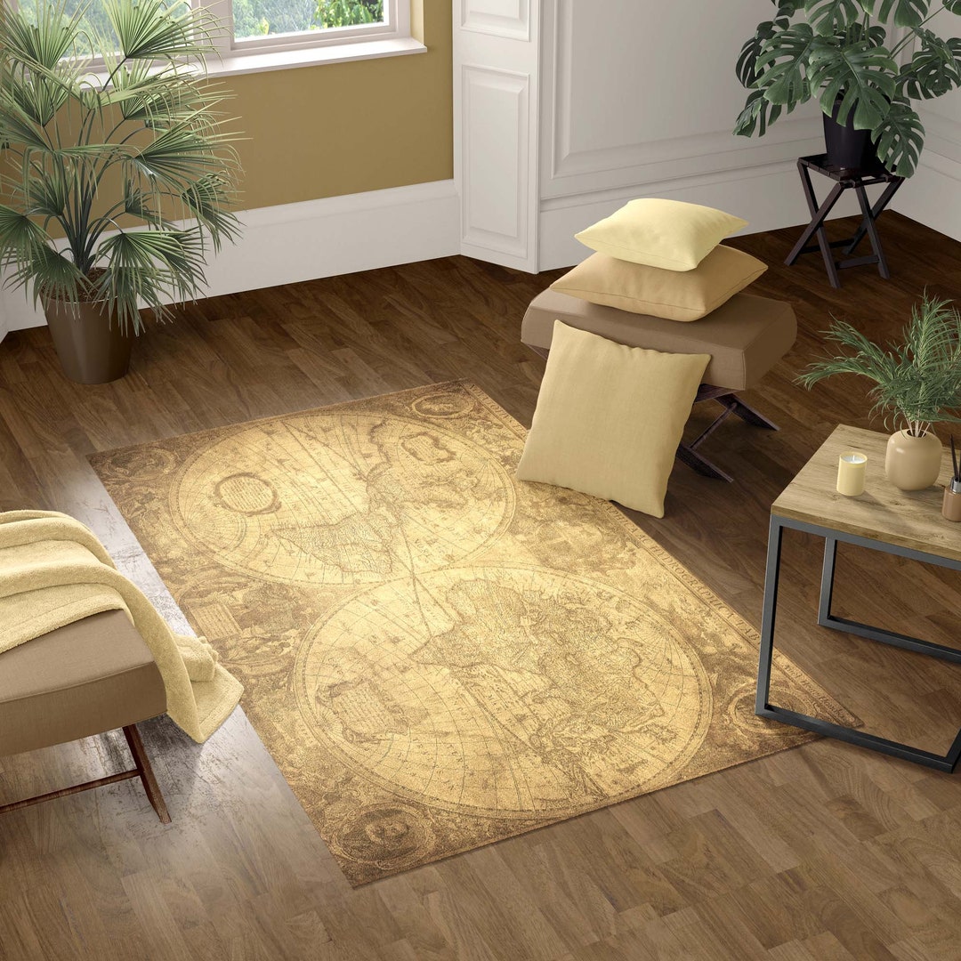 Old World Map Vinyl Rug. High Density Floor Mat. Decorative - Etsy