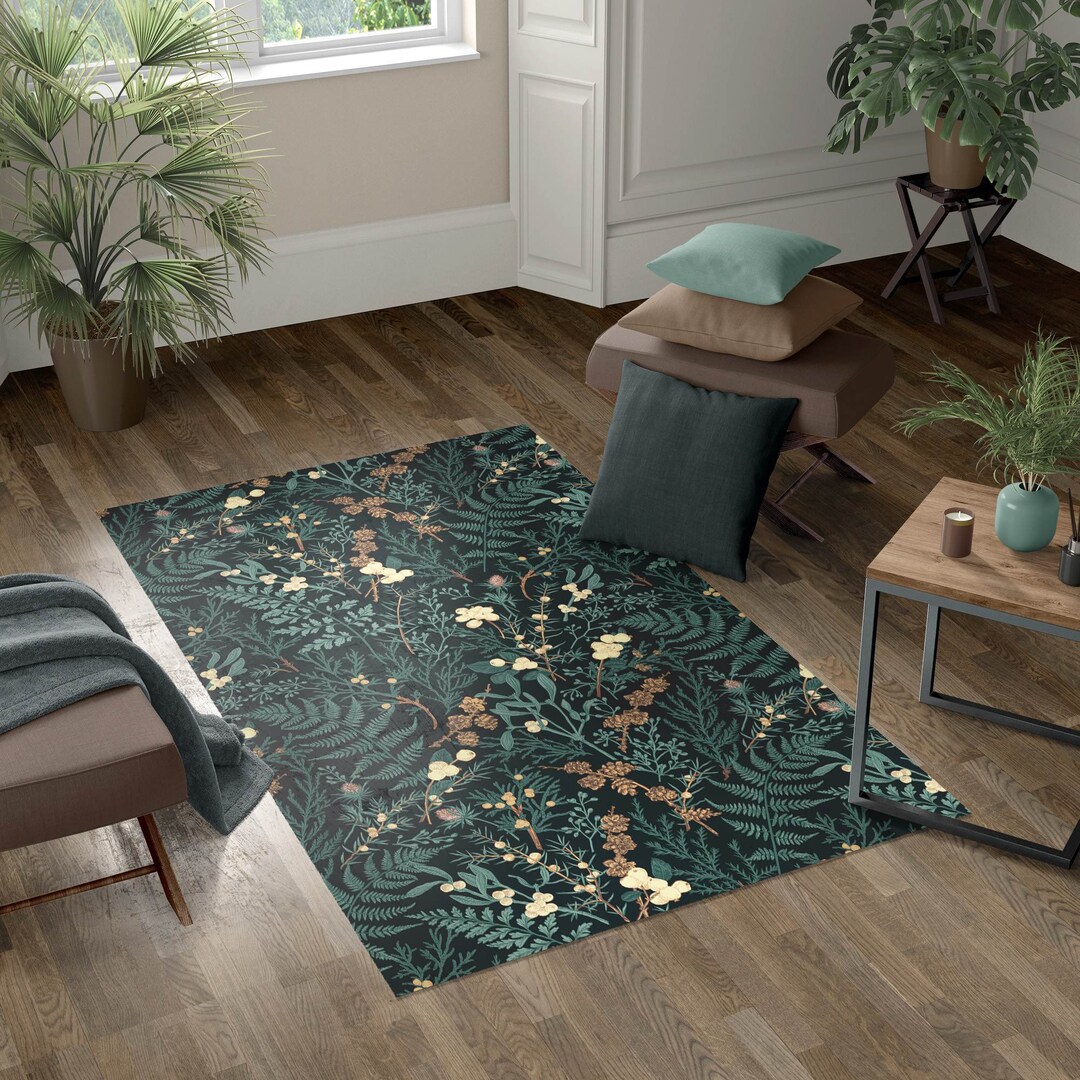 Deep Blue Green Forest Vinyl Rug. High Density Floor Mat. Decorative ...